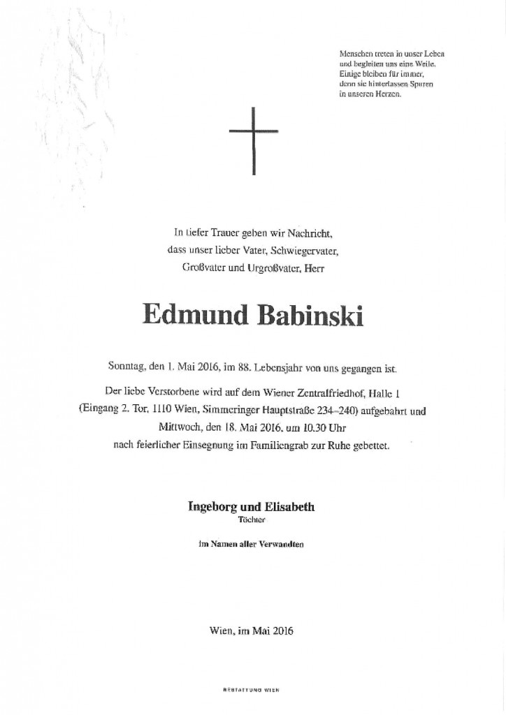 Ruhe in Frieden Edmund Babinski – Faustkämpferverband Austria – FVA